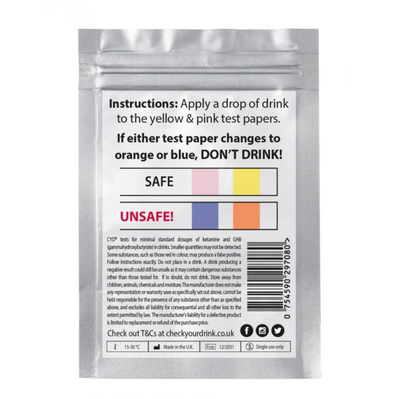 Check Your Drink, Drink Spike Test 5 Pack – yourpharmacy.ie
